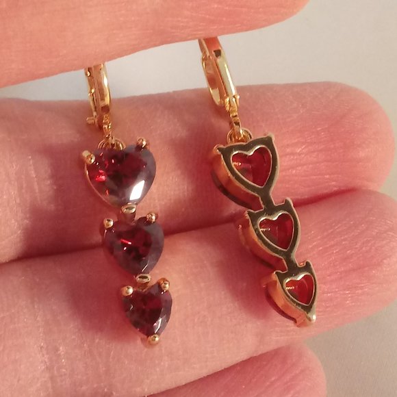 Jewelry | 18k Yellow Gold Filled Trilogy Ruby Red Heart Diamond Zircon ...